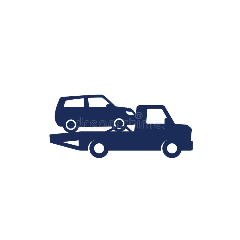 Car Towing Truck Vector Icon on White Stock Illustration - Illustration ...