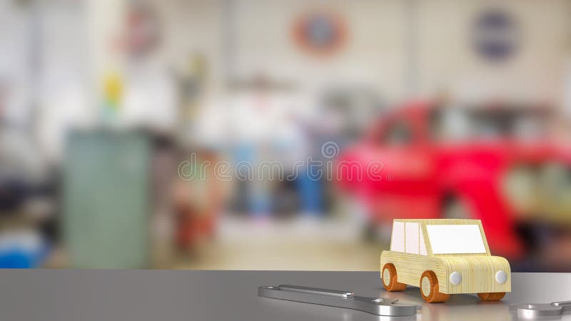 Car Toy on Table in Garage for Garage Services or Automobiles Concept ...