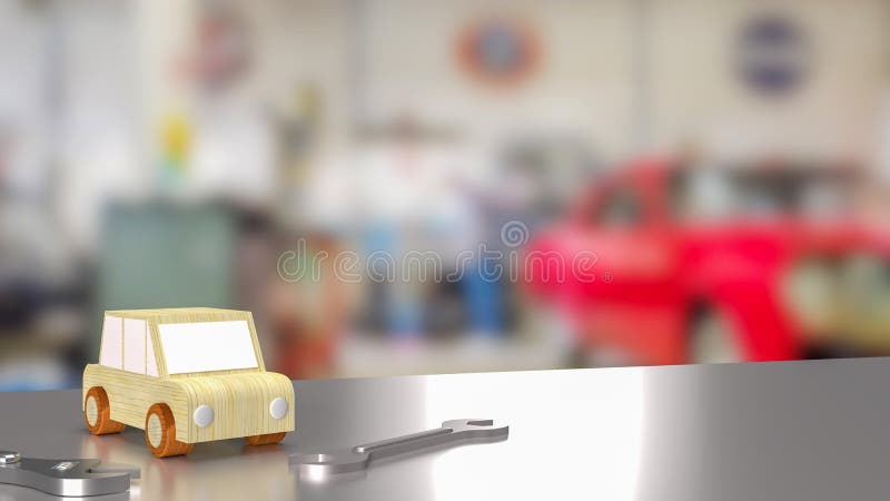 Car Toy on Table in Garage for Garage Services or Automobiles Concept ...