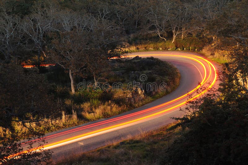 Car trace in night road stock photo. Image of columbia - 16665864