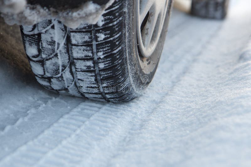 Car tracks in snow stock image. Image of cold, vehicle - 85124701