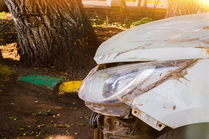 Car after Traffic Accident. Crashed Car. Accident on Road. Insurance ...