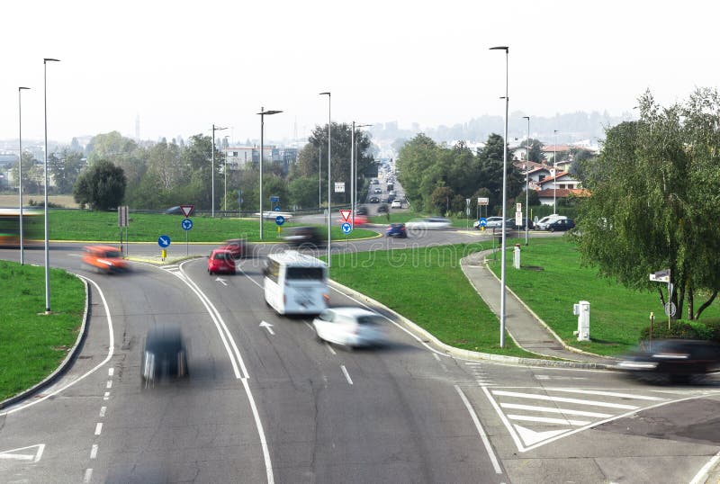 Car Traffic Around the Roundabout Stock Image - Image of traffic ...
