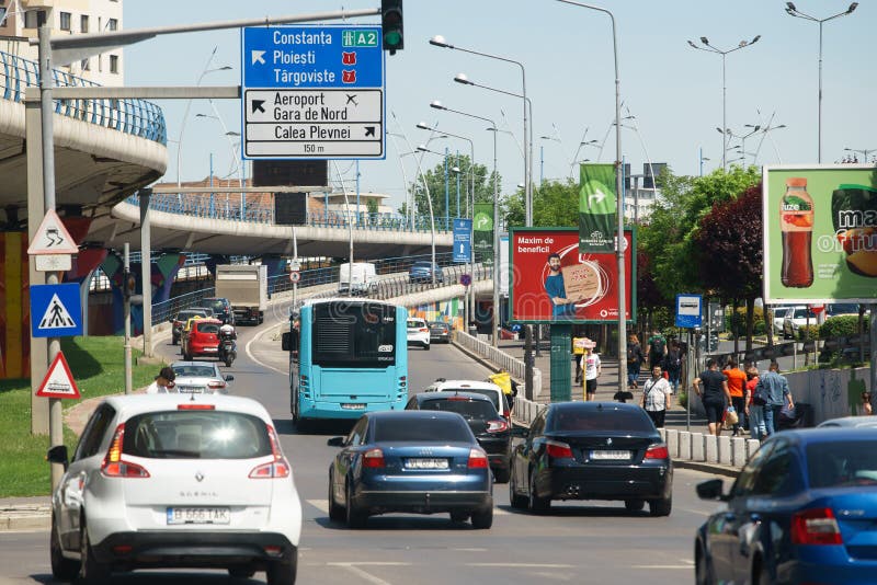 Car Traffic - Basarab Bridge - Bucharest, Romania Editorial Image ...