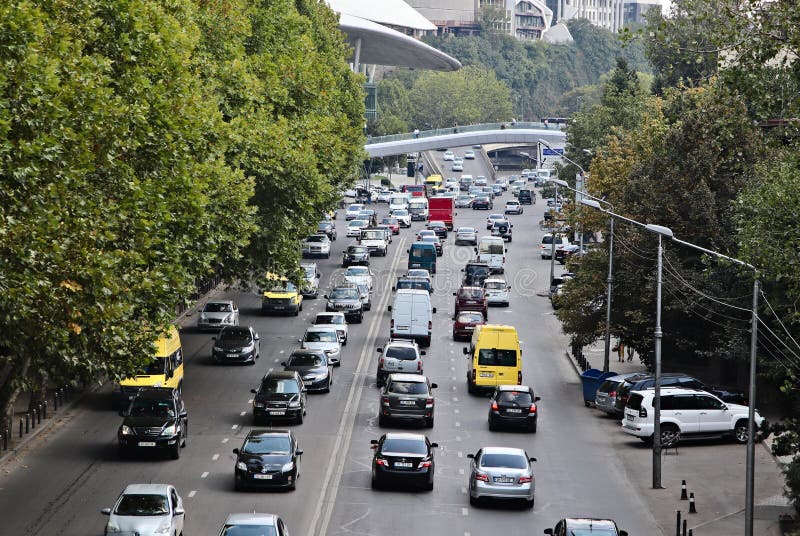 Car Traffic Congestion in Tbilisi, Georgia Editorial Photo - Image of ...