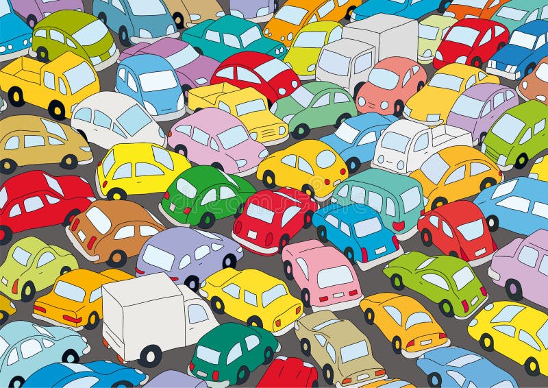 Car traffic jam stock vector. Illustration of center - 18955897