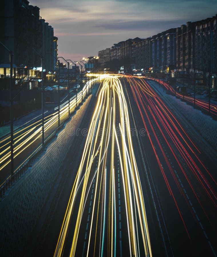 Car Traffic Light at Night City. Stock Photo - Image of abstract ...