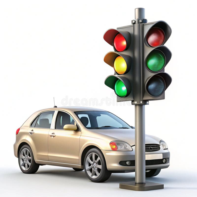 Car and Traffic Lights Isolated on Transparent Background Stock ...