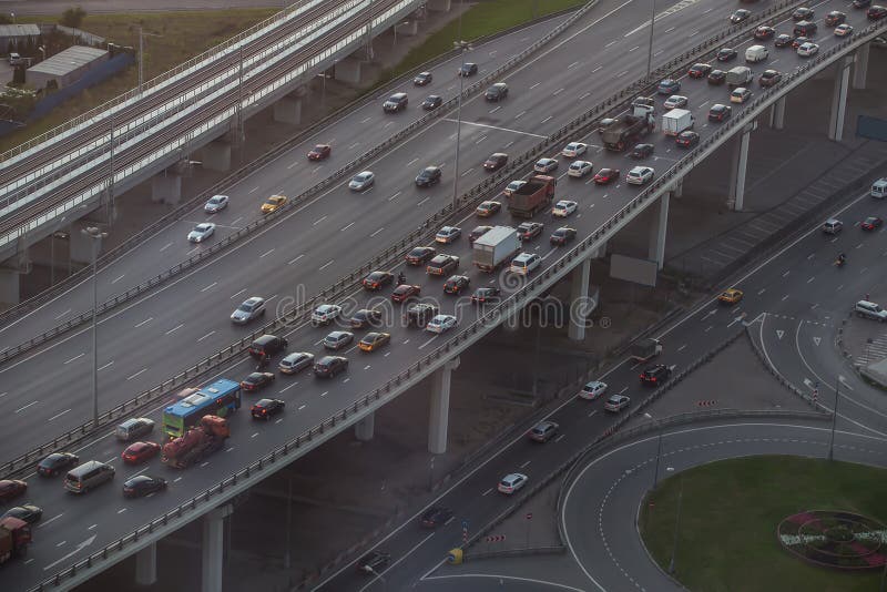 Car Traffic on a Multi-level Interchange in the City Stock Photo ...