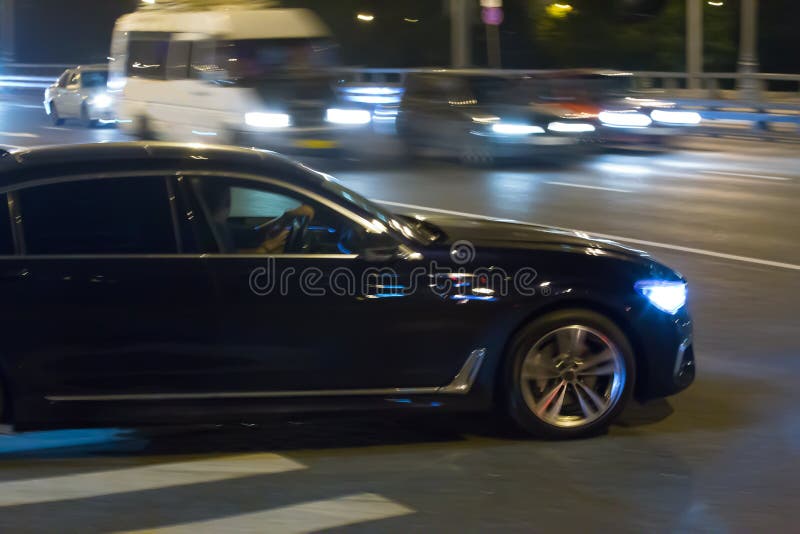Car Traffic at Night at the Crossroads Stock Image - Image of ...