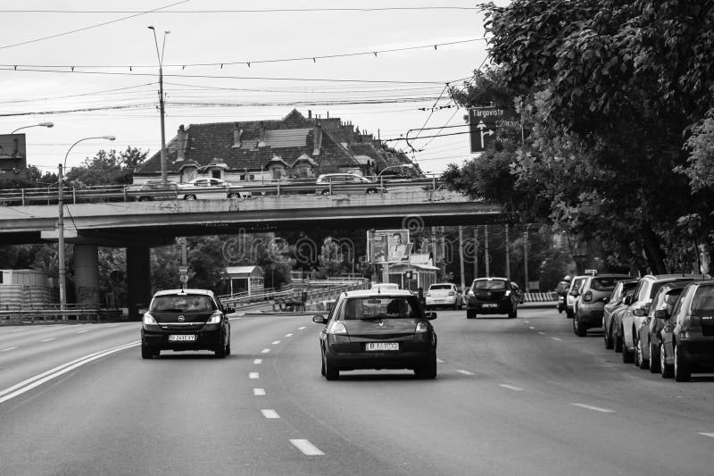 Car Traffic, Pollution, Traffic Jam City Downtown Bucharest, Romania ...
