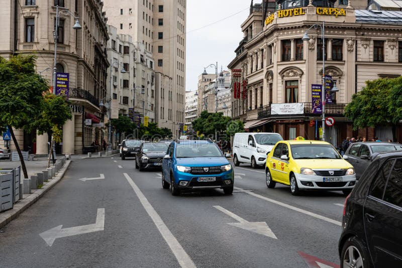 Car Traffic at Rush Hour. Car Pollution, Traffic Jam in Bucharest ...