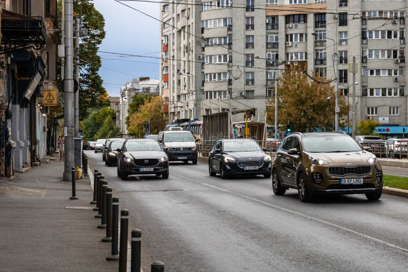 Car Traffic at Rush Hour, Car Pollution, Traffic Jam in Bucharest ...
