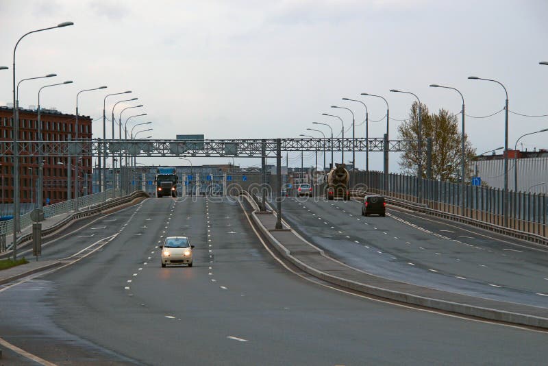 Car Traffic on the Viaduct on the Highway Stock Photo - Image of bridge ...
