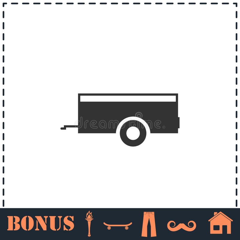 Car trailer icon flat stock vector. Illustration of miles - 155780144