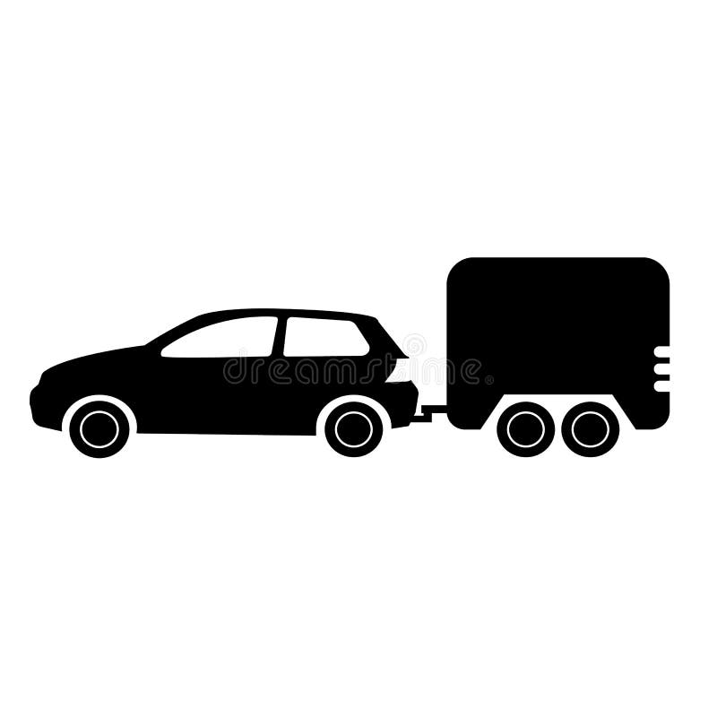 Car with Trailer. Icon Simple Flat Isolated on White Stock Illustration ...