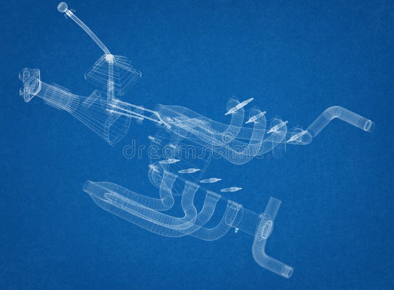 Car Transmission Architect Blueprint - Isolated Stock Illustration ...