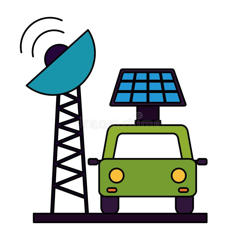 Car Transport Antenna Solar Panel Stock Illustration - Illustration of ...