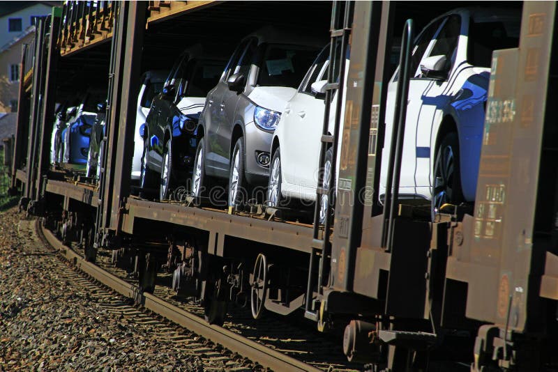 The Train with Cars - Automobile Stock Photo - Image of competition ...