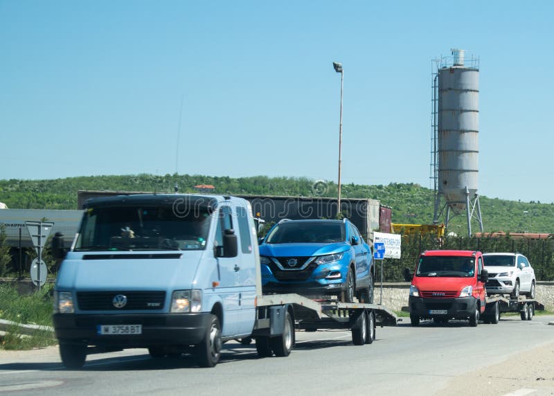 Car Transport. Small Car Platforms for a Single Car Editorial Stock ...