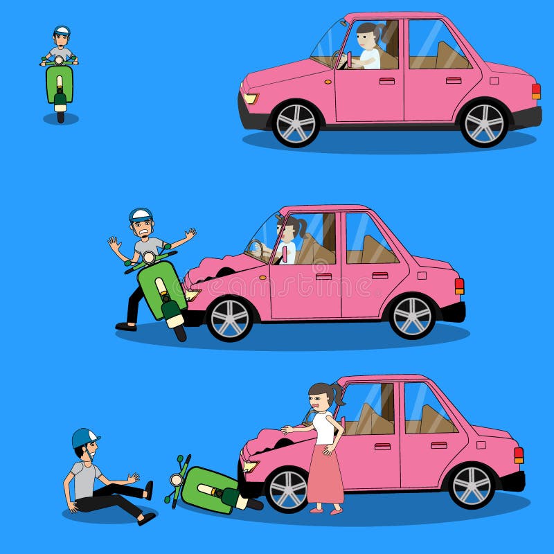 Car and Transportation Issue with a Moped. Stock Vector - Illustration ...