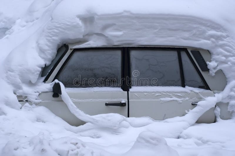 The car trapped in snow. stock image. Image of white - 12983511