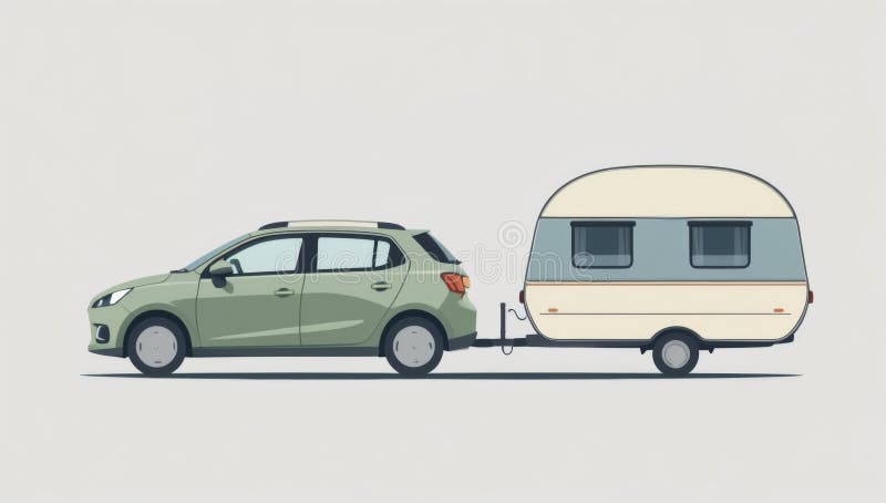 Car with Travel Trailer - Side View Stock Illustration - Illustration ...