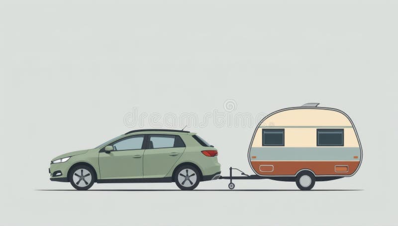 Car with Travel Trailer - Side View Stock Illustration - Illustration ...