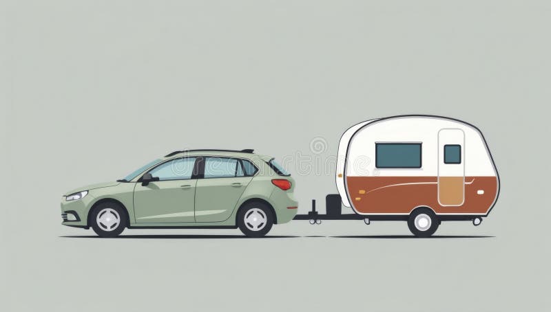 Car with Travel Trailer - Side View Stock Illustration - Illustration ...