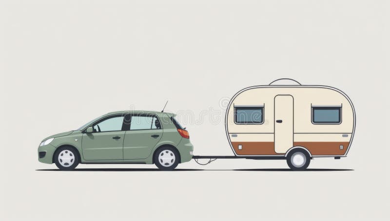 Car with Travel Trailer - Side View Stock Illustration - Illustration ...