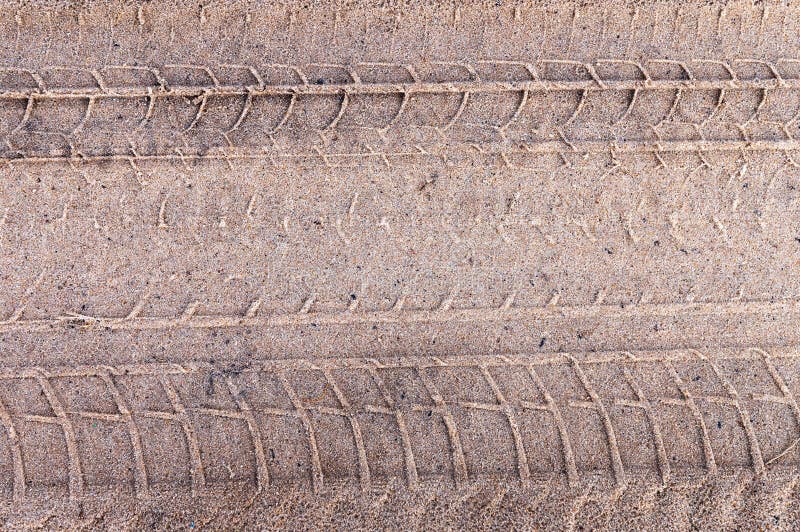 Car Tread on the Sand. Tread Marks from Car Wheels on a Dirt Road Made ...
