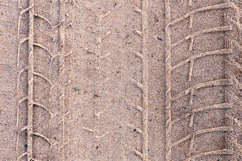 Car Tread on the Sand. Tread Marks from Car Wheels on a Dirt Road Made ...