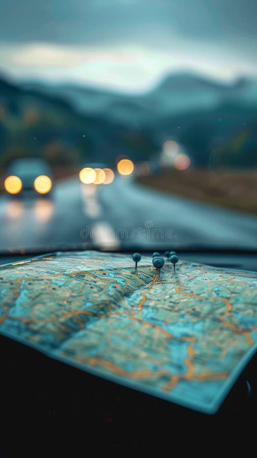 Car Trip Adventure with Road Map Navigating the Journey Ahead Stock ... Car Trip Adventure with Road Map Navigating the Journey Ahead Stock ...