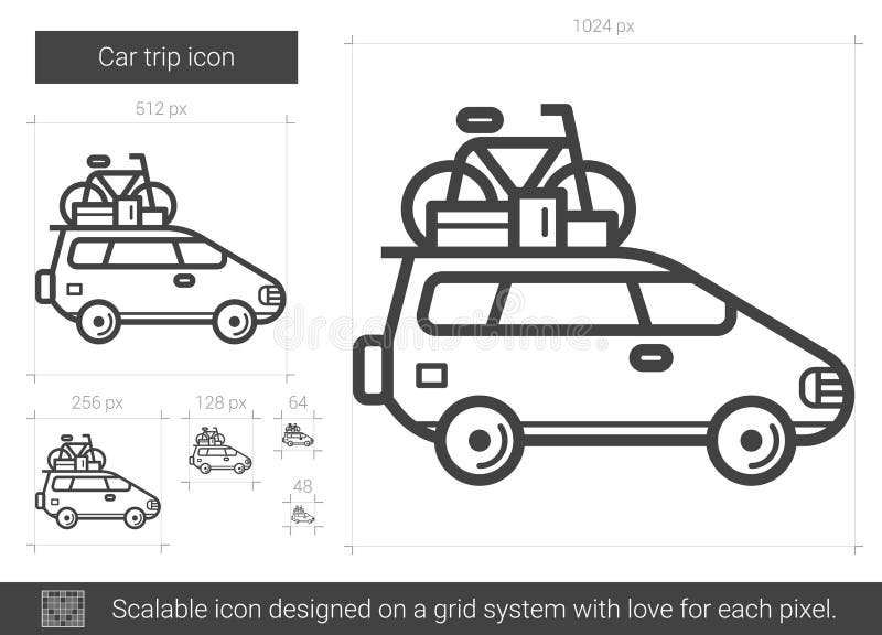 Car trip line icon. stock vector. Illustration of background - 93881995