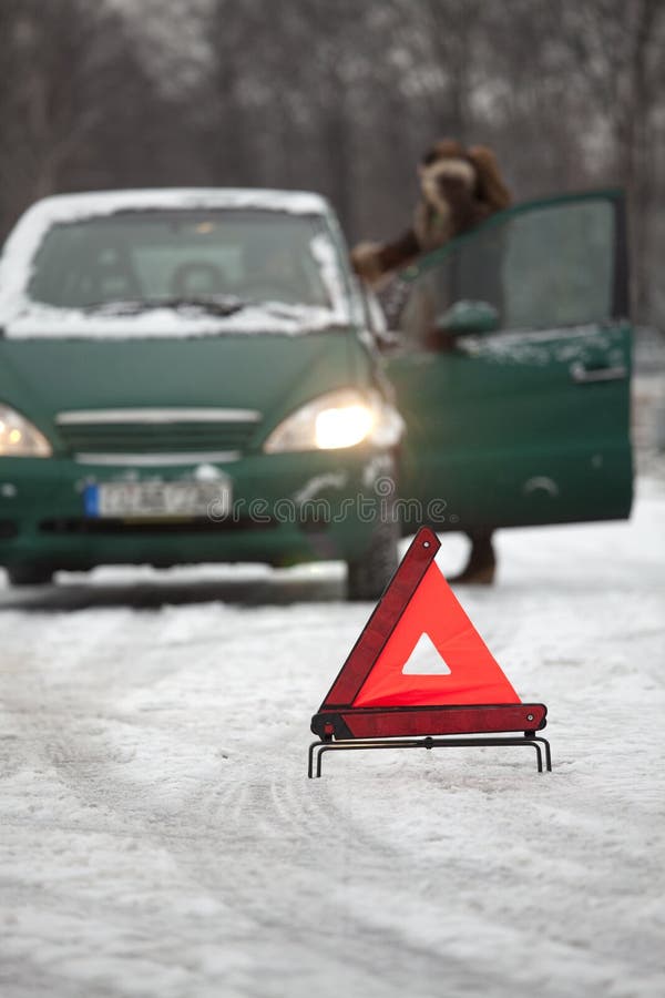 Car trouble on the road stock photo. Image of sign, dusk - 12374346