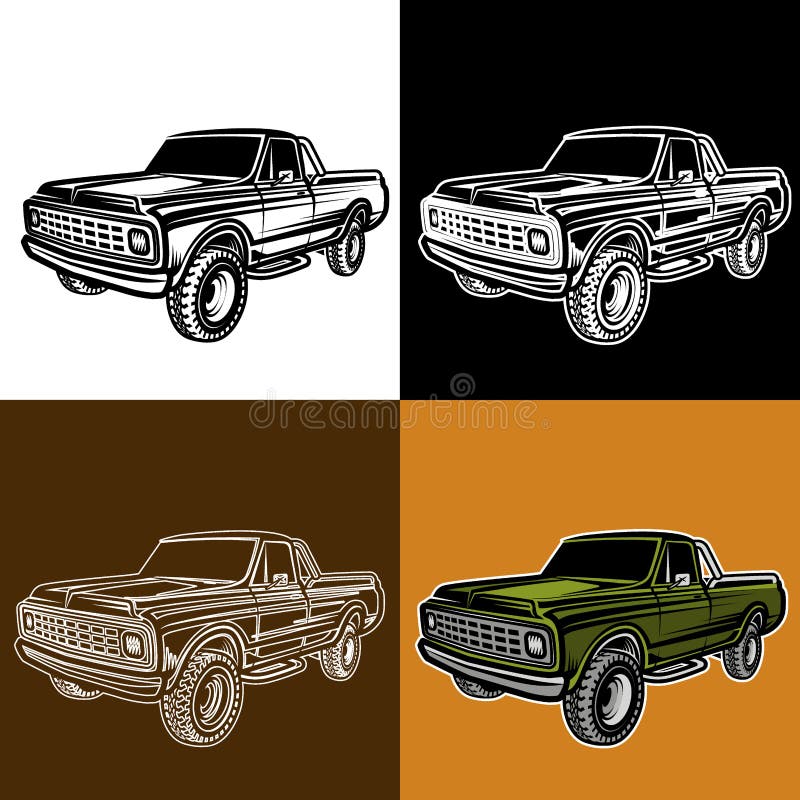 Car Truck 4x4 Pickup Off-road Stock Vector - Illustration of auto ...
