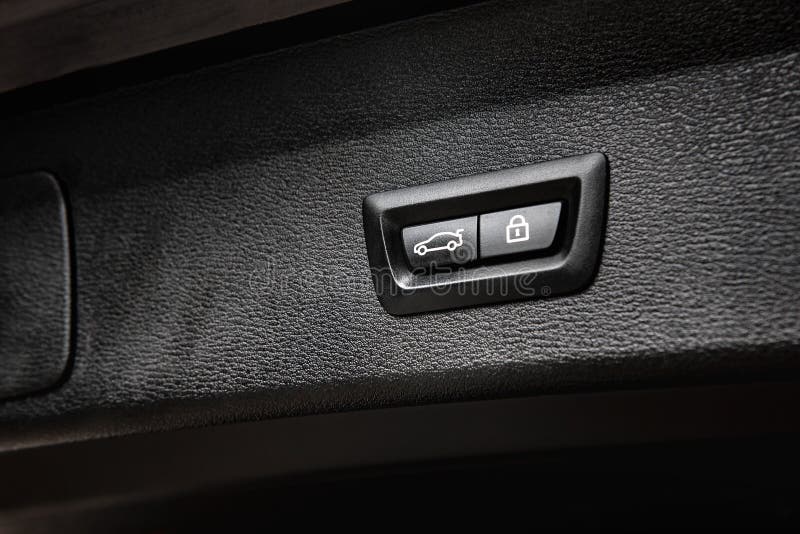 Car Trunk Electric Lock Button. Stock Image - Image of lock, button ...