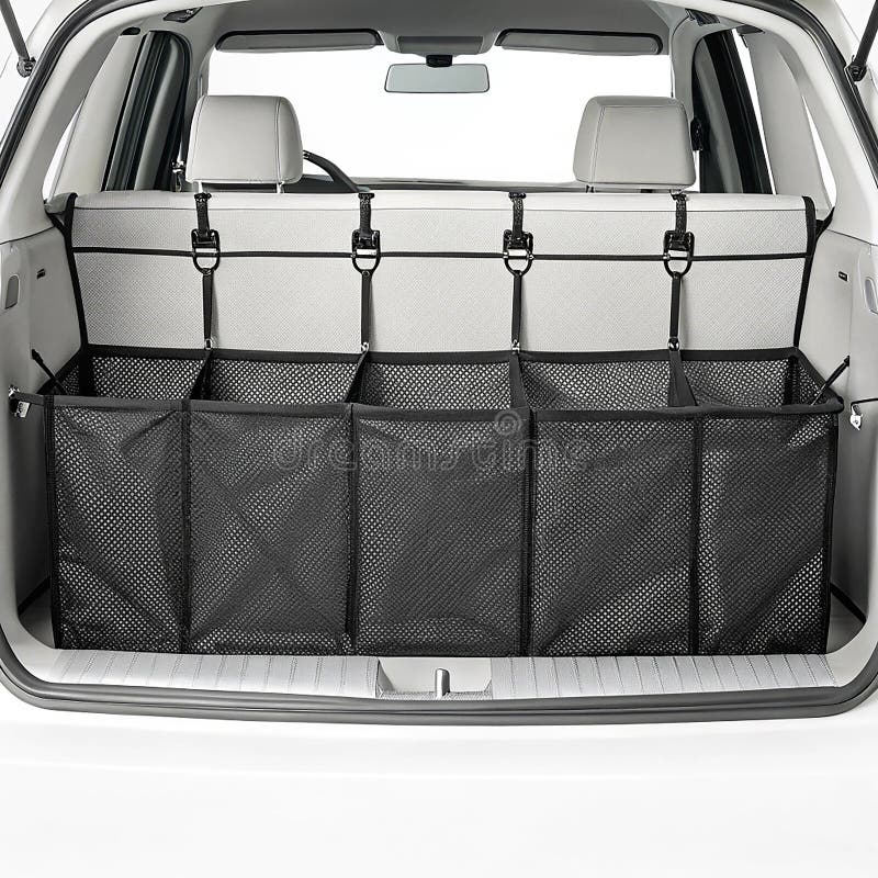 Car Trunk Net Cargo Organizer with Hooks Stock Illustration ...