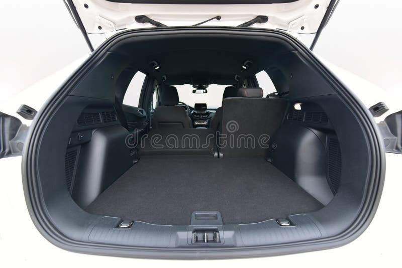 Car Trunk with Rear Seats Folded Stock Photo - Image of merchandise ...