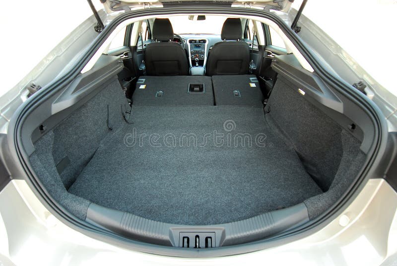 Car Trunk with Rear Seats Folded Stock Image - Image of empty ...