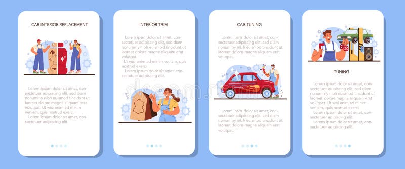 Car Tuning Mobile Application Banner Set. Automobile Interior Got ... Car Tuning Mobile Application Banner Set. Automobile Interior Got ...