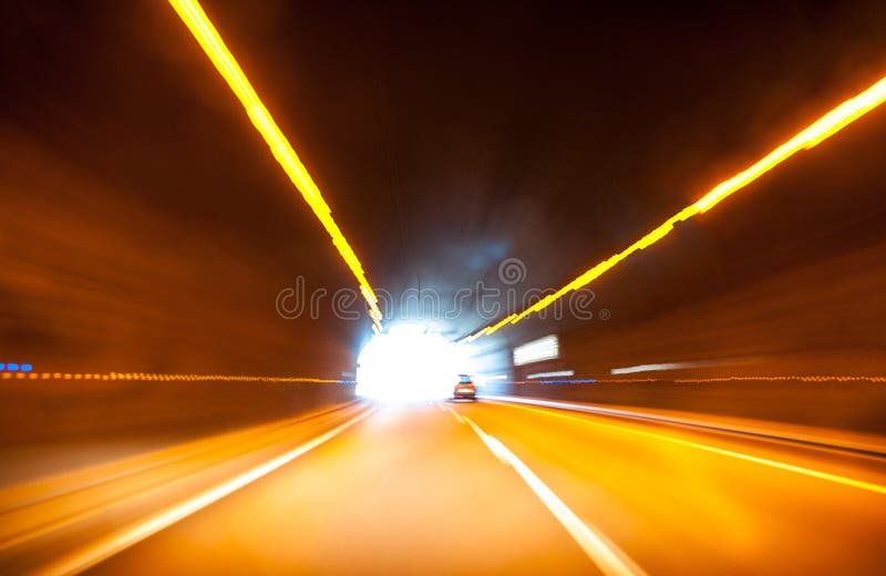 Night Drive with Car in Motion Stock Photo - Image of abstract, light ...