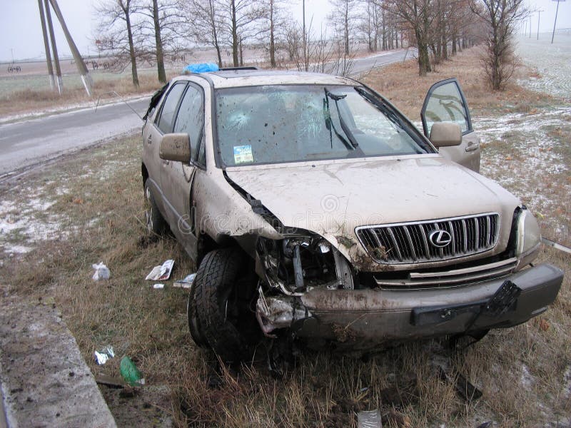 A Car that Turned Over at Speed. Editorial Stock Photo - Image of fast ...