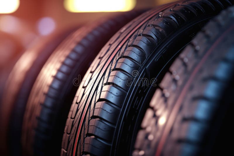 Car Tyre in a Close-up Shot, Macro Shot - Made with Generative AI Tools ...