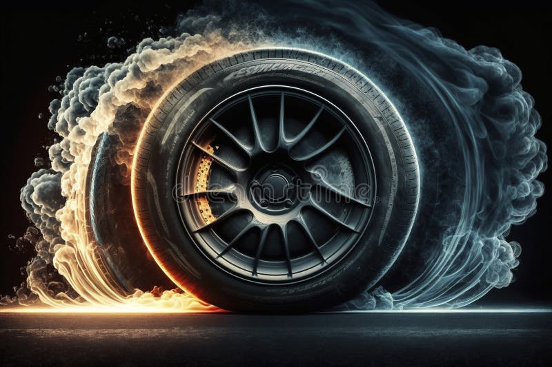 Car Tyre on Fire, Created with Generative AI Stock Illustration ...
