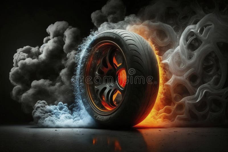 Car Tyre on Fire, Created with Generative AI Stock Illustration ...