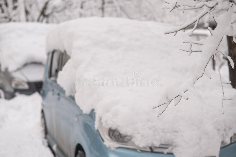 Car Under a Big Snowdrift in Winter. Stock Photo - Image of vehicle ...