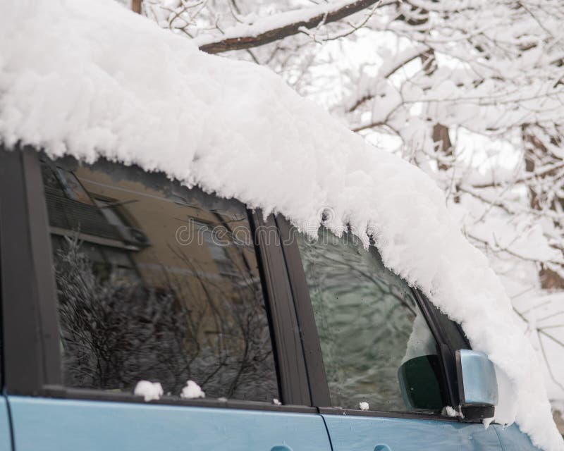 Car Under a Big Snowdrift in Winter. Stock Photo - Image of covered ...