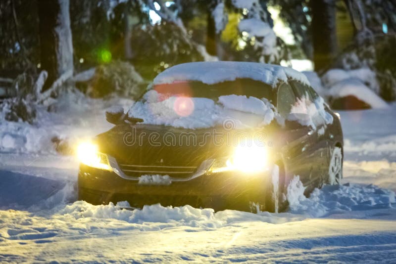Car Under Heavy Snow after Snow Storm Winter Stock Photo - Image of ...