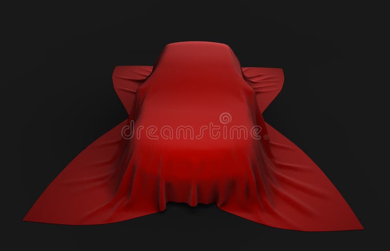 Car Under the Red Cloth Cover. Stock Illustration - Illustration of ...